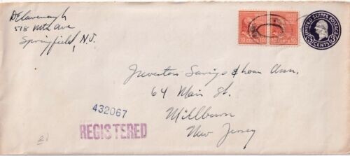 United States 1946 Springfield NJ-Millburn NJ Registered Cover written ...