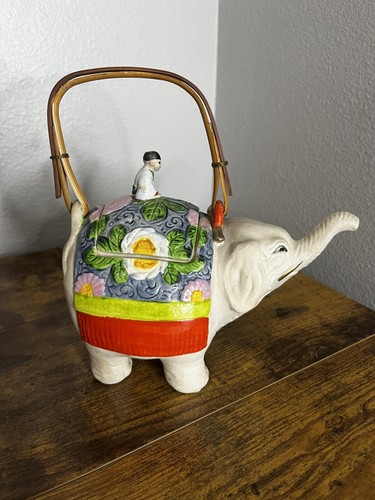 Vintage Banko Ware Teapot With Elephant Rider Made In Japan Weaved ...
