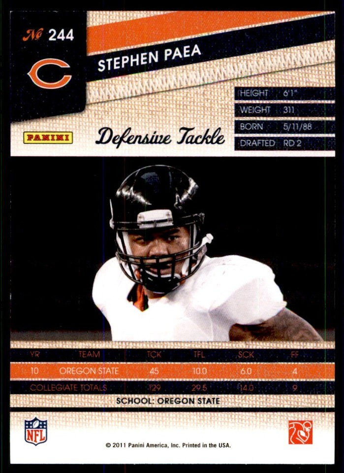 2011 Panini Threads #244 Stephen Paea | eBay