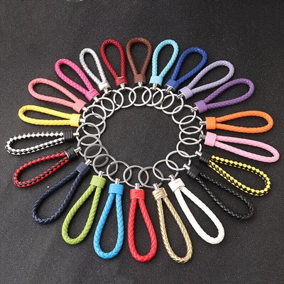 Leather Rope Strap Weave Keychain Keyring Car Key Chain Ring Key Fob ...