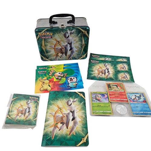 Pokémon Arceus Collectible Tin Lunch Box Stickers Coin 3 Foil Cards ...
