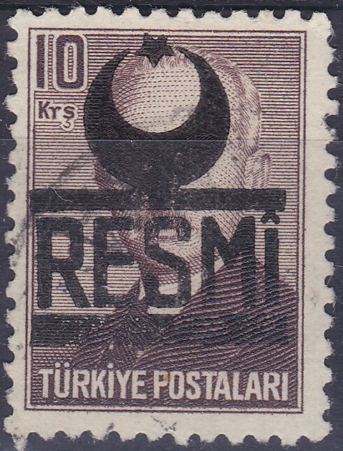 Turkey 1951 Ismet Inonu Overprinted Resmi Star & Crescent Sc-O14 Use US ...