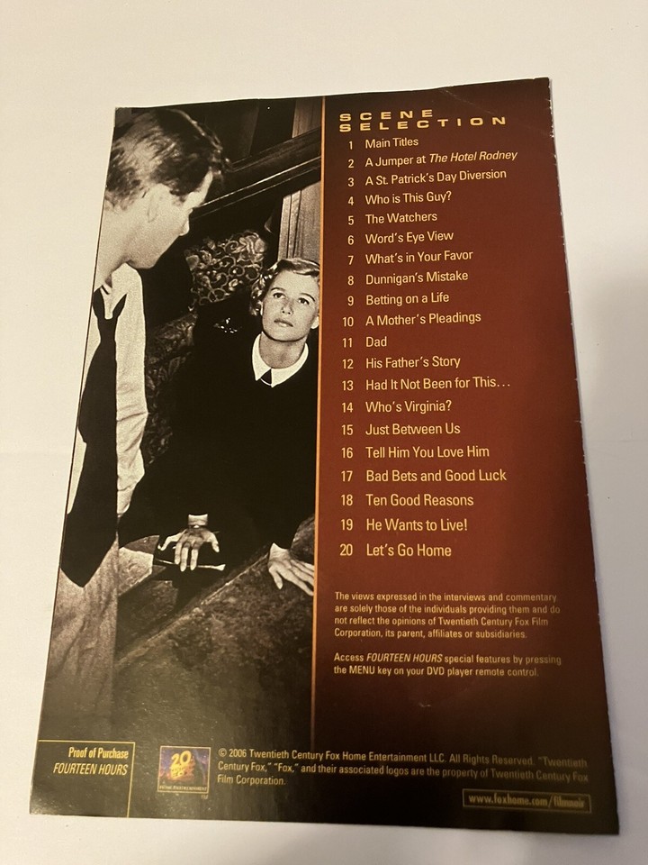 ONLY THE BOOKLET 14 HOURS FOURTEEN DVD NO DISCS FOX FILM NOIR | eBay