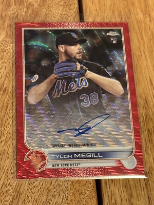 2022 Topps Chrome Tylor Megill /5 Red Wave Refractor Rookie Auto Mets ...