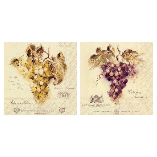 French Wine Grapes Paper Napkins 20-Pack Cocktail Party Disposable ...