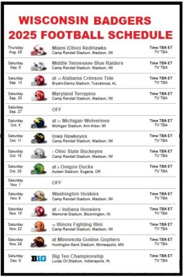 58 2025 Wisconsin Badgers Football Schedule Refrigerator Magnet 4by6 ...