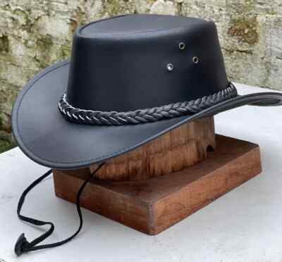 Real Australian Western Genuine Cowboy Outback Bush Hat Black with ...
