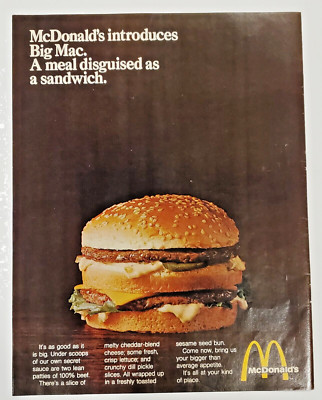McDonald's Introduces the Big Mac ad 1969 11x14 | eBay