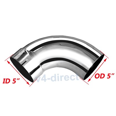 Chrome 5" Inch 90 Degree Exhaust Elbow Truck Pipe 5"OD/ID x 10" Pipe ...