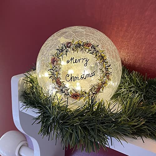 GC - Christmas Cardinal - 6" LED Lighted Crackle Glass Globe - Bells | eBay