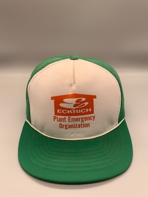 VINTAGE Trucker Hat Cap Snap Back Green White Orange Yupoong Eckrich ...