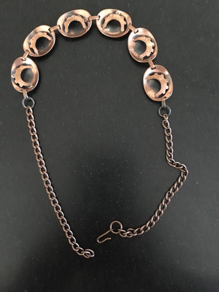 Retro Mid Century Modernist Copper Statement Choker Necklace Chain Link ...