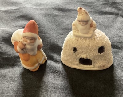2 Antique Hertwig Porcelain German Snow Baby Santa on Igloo and ...