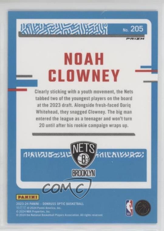 2023 Panini Donruss Optic Rated Checkerboard Prizm Noah Clowney #205 ...