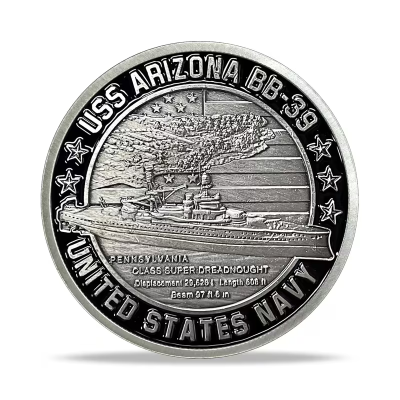 Navy USS Arizona BB-39 Challenge Coin Collectable Military Ship Pear ...