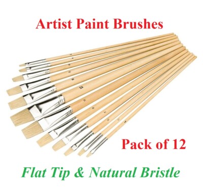 Pack of 12 Artist Pointed Paint Brushes Set Small & Large Sizes Thin ...