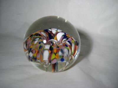 Bart Zimmerman Colorful Glass Paperweight Controlled Bubbles ~ Signed ...
