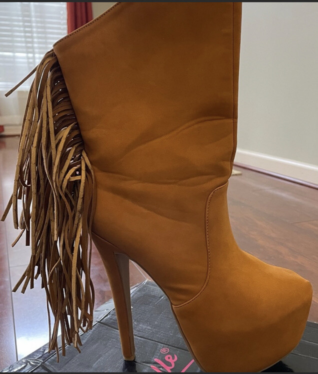Anne Michelle high heel boots with fringes - Gem