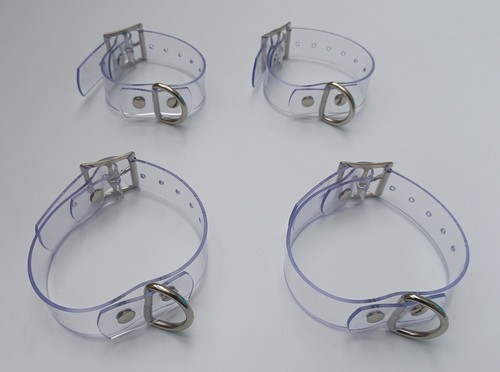 Clear PVC Wrist Cuffs and Ankle Restraints BDSM/Bondage/Roleplay (2mm ...