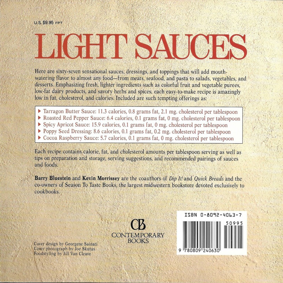 Light Sauces : Delicious Low-Calorie, Low-Fat, Low-Cholesterol Recipes ...