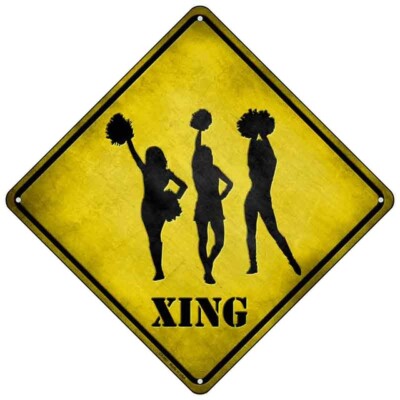 Cheerleaders Xing Novelty Mini Metal Road Notice 8" Cross Xing Crossing ...