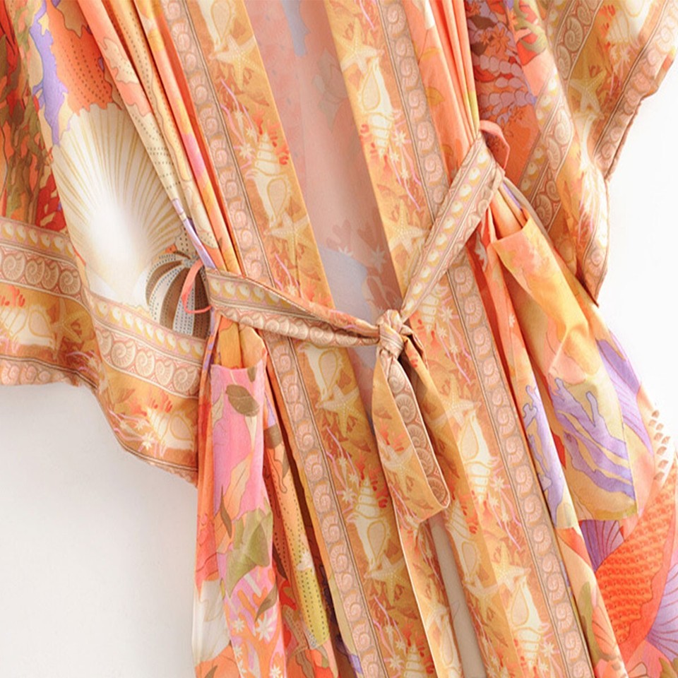 Mermaid Paradise Kimono Robe, Women's House Robe, Boho Nursing Robe ...