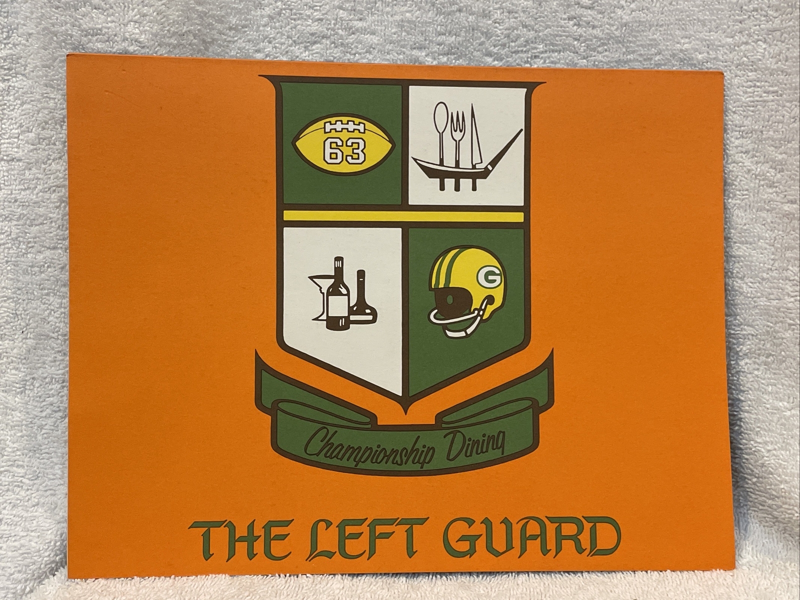 RARE The Left Guard/Left End Championship Dining Card, Fuzzy Thurston ...