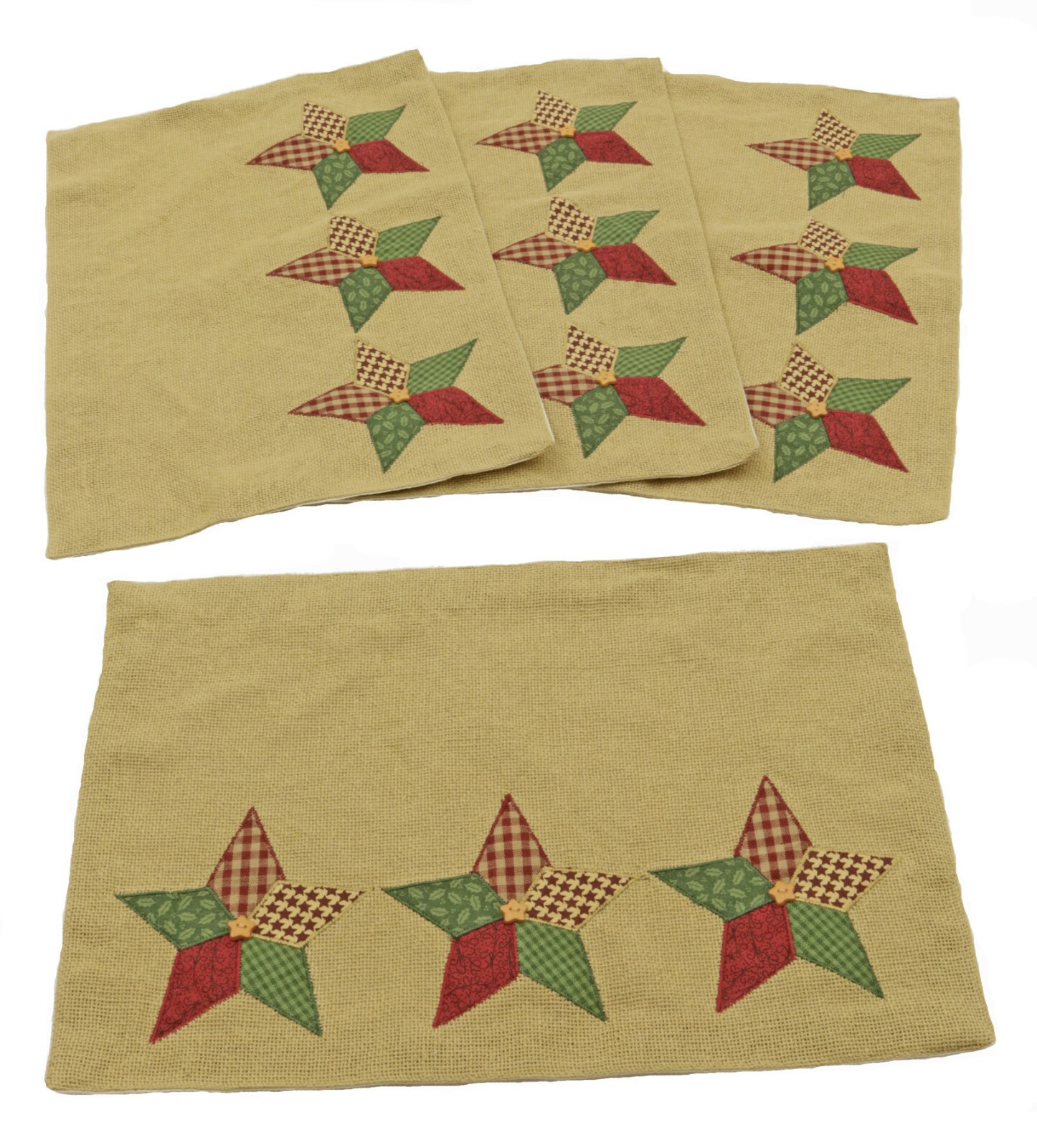 Park Designs Patchwork Stars Burlap Place Mats Set of 4 13x19 inches | eBay