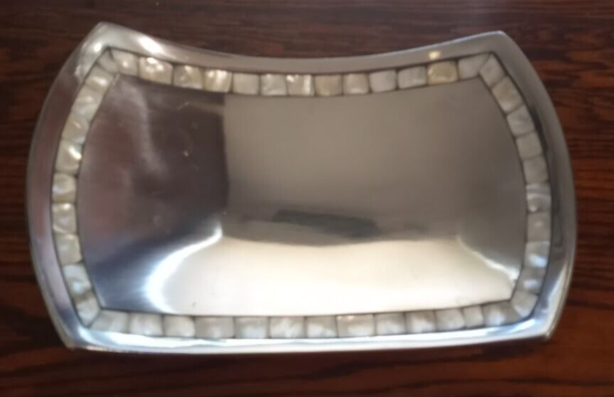 Towle Silversmiths Mother of Pearl Inlay Rectangular Platter Tray 11"x7 ...