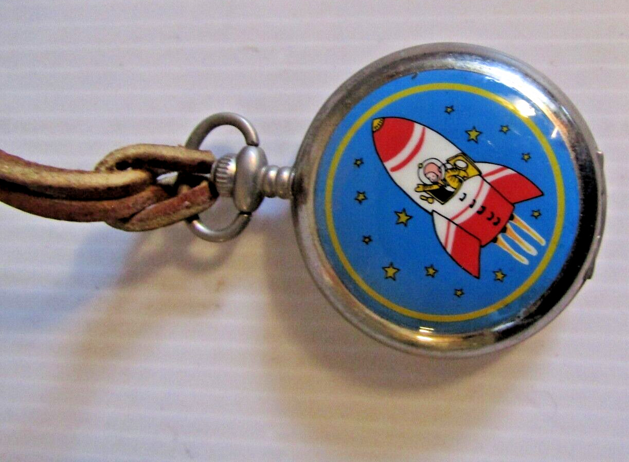 Curious George Space Theme Pocket Watch 2001 Rare 2-i… - Gem