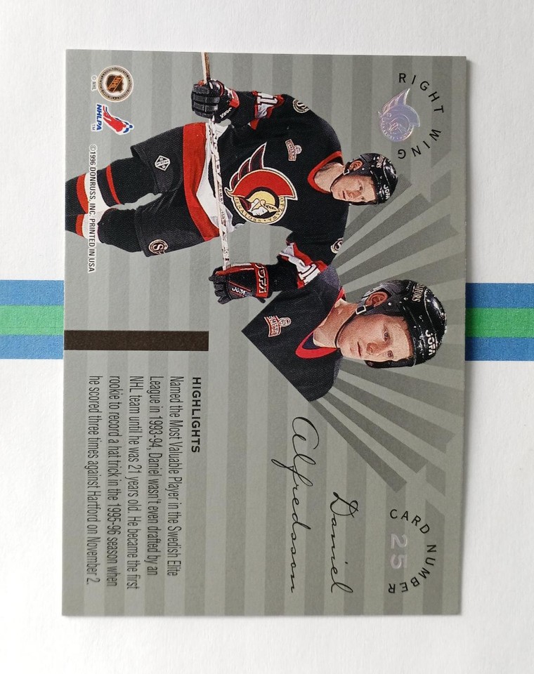 1995-96 Leaf Limited Daniel Alfredsson Rookie RC Refractor #25 Senators ...