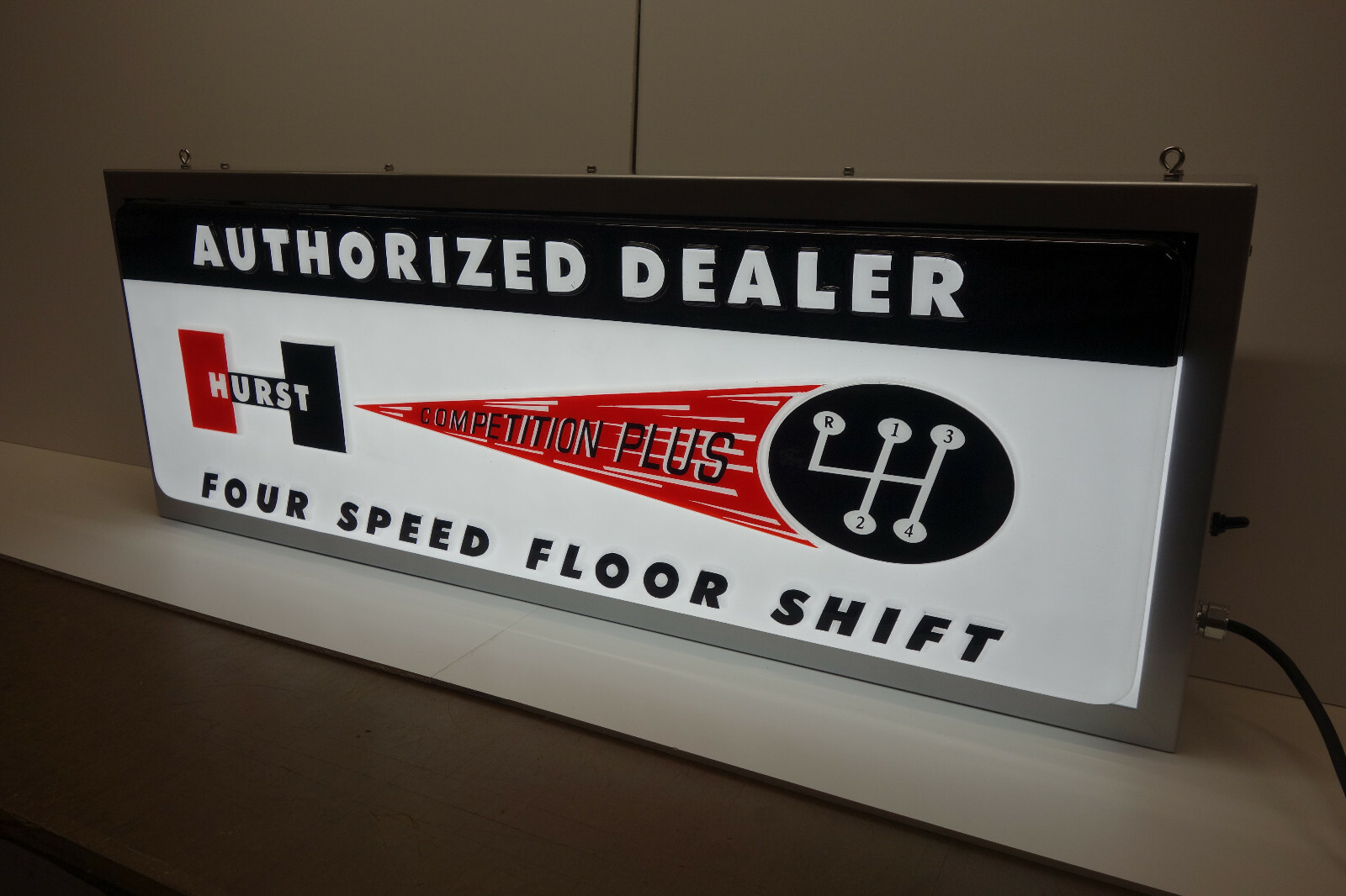 HURST SHIFTERS ILLUMINATED Dealer Counter Sign 15" BY 42". FANTASTIC ...