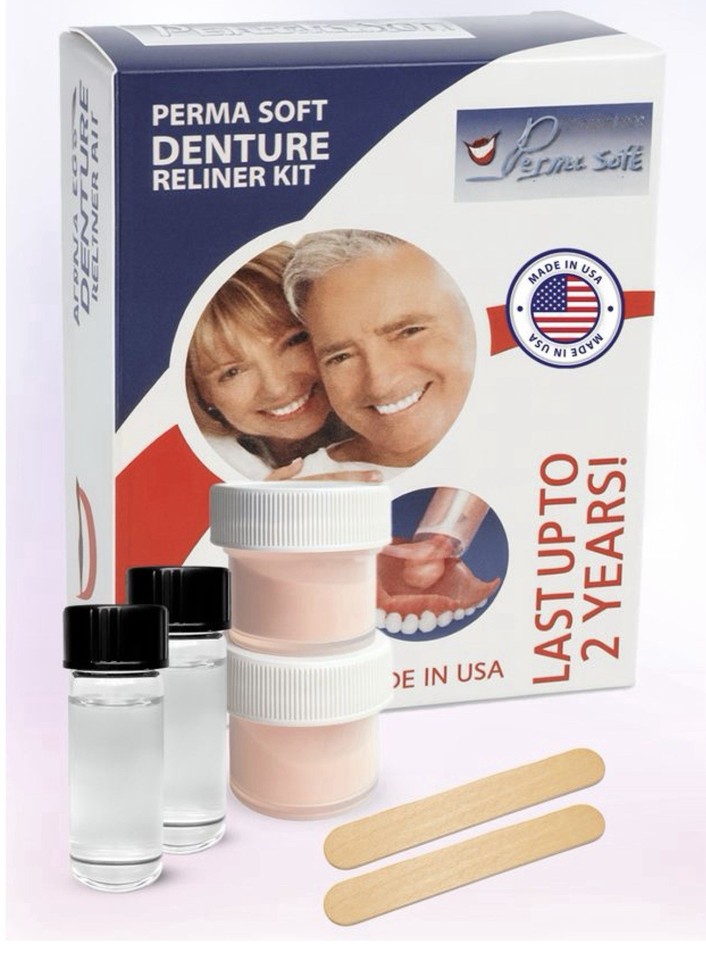 Perma Soft Reline Kit 2 Pack-Semi-Soft Cushion-4 Reliners Upper/Lower ...