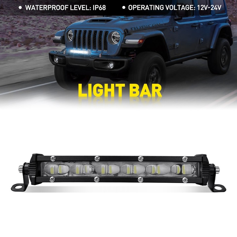 7"inch LED Work Light Bar Single Row Spot Flood Offroad Driving ATV 4WD ...