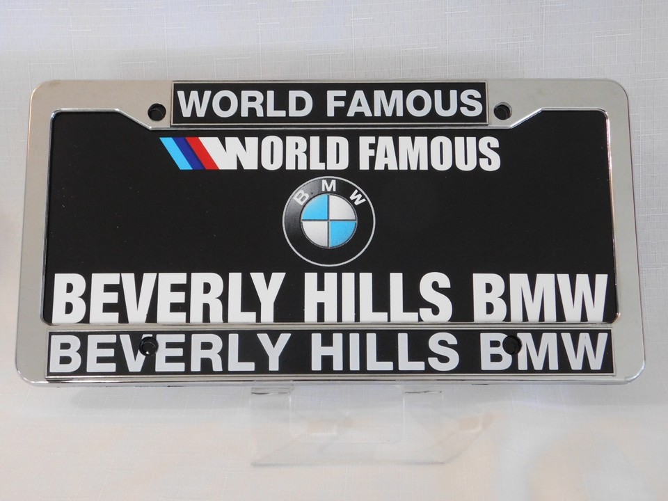 World Famous Beverly Hills BMW Dealership Silver License Plate Frame ...