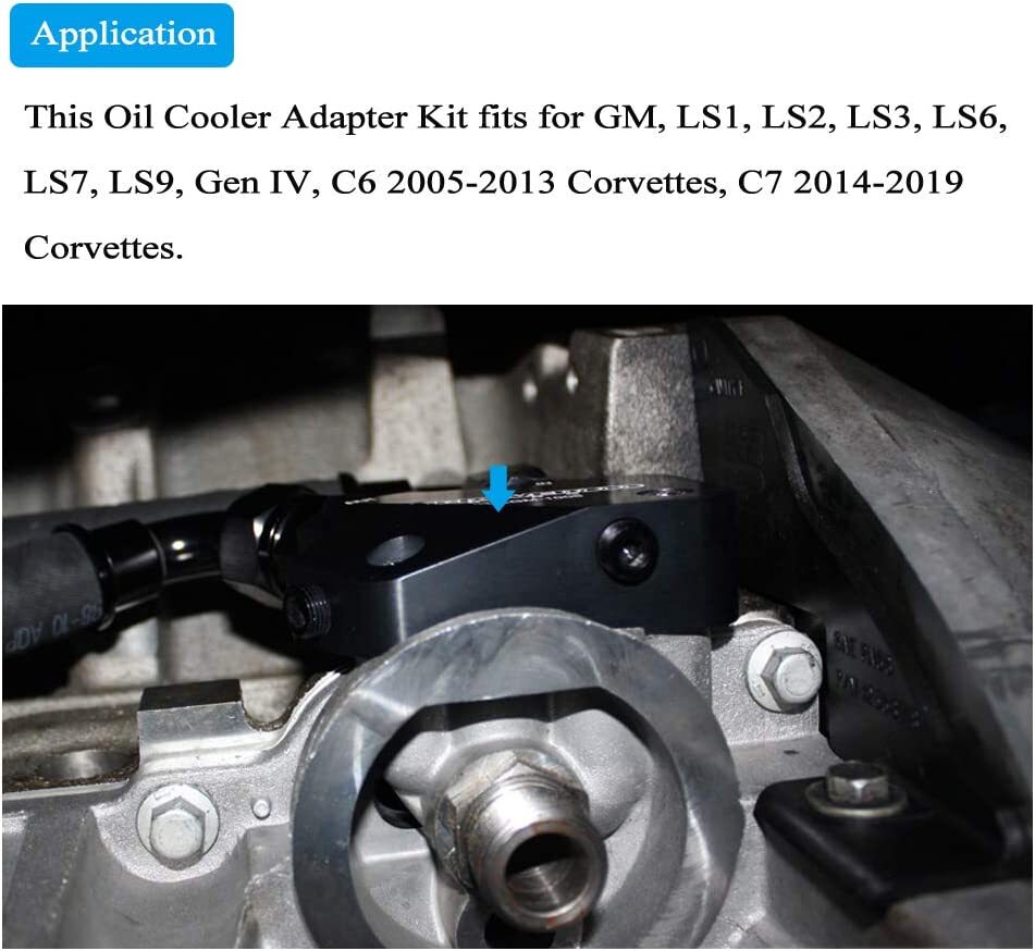 Engine Oil Cooler Adapter Kit for GM LS1 LS2 LS3 LS6 LS7 LS9 2005-2019 ...