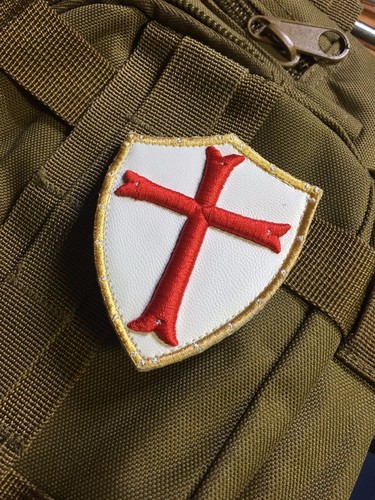 3D LEATHER patch CRUSADER Cross Shield Templar Knight CHRISTIAN ARMY ...
