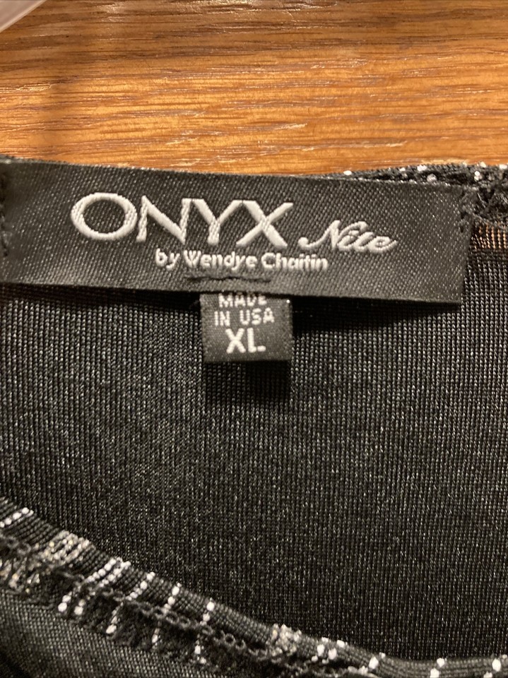 Onyx Nite By Wendye Chaitin Sparkle 2 pc Set Tank Top Jacket Silver & Black XL | eBay