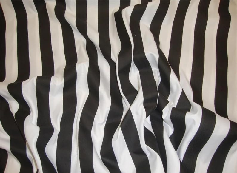 One Inch Stripe Poly Cotton Fabric Print White/Black 58" Wide SOLD BY ...