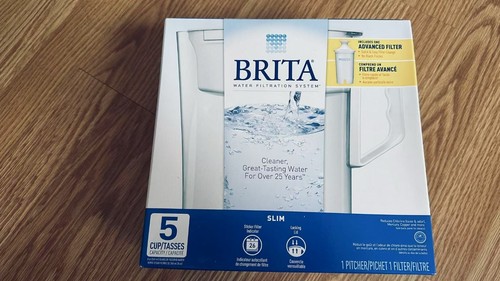 NEW Brita Slim Pitcher 5 Cups White INCLUDE ONE ADVANCED FILTER FAST ...