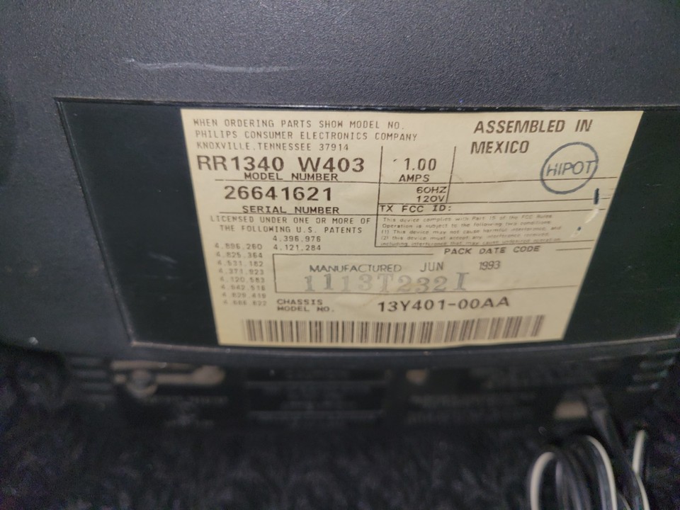 Vintage 1993 Magnavox RR1340 W403 13” CRT TV Wood Grain Retro Gaming w ...