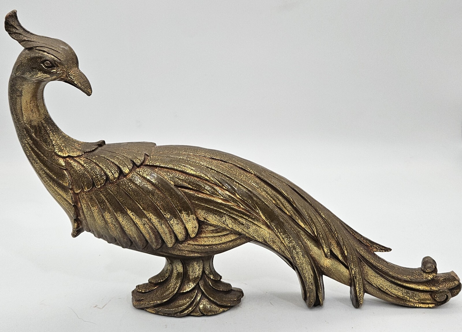 Vtg Syroco Hollywood Regency Gold Peacock Figurine MCM Free Standing ...