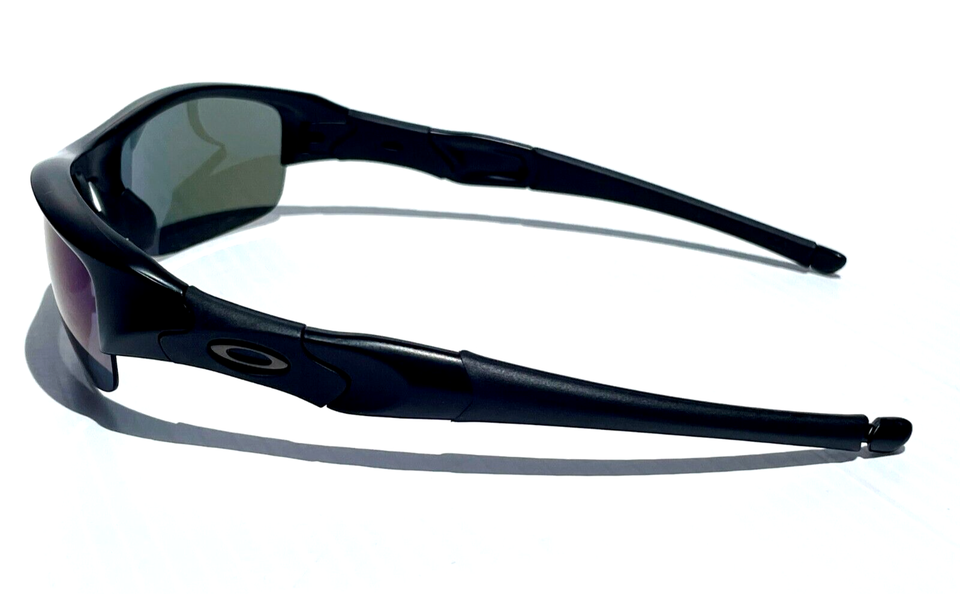 NEW Oakley FLAK JACKET Matte Black POLARIZED Galaxy Blue Lens Sunglass ...