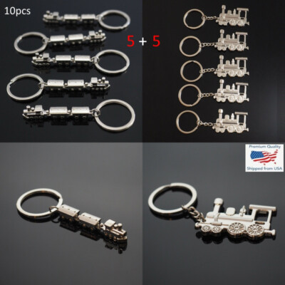 10x PCS Lot - 3D Locomotive Train Steam Engine Cars Keyring Keychain 2 ...