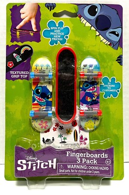 Disney Lilo & Stitch Fingerboard 3 Pk W/ Stickers Finger Textured Skate ...
