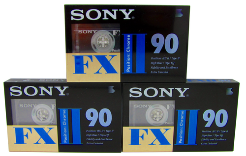 3 X SONY FX II 90 TYPE 2 CHROME BLANK AUDIO CASSETTE TAPES (1995) NEW ...