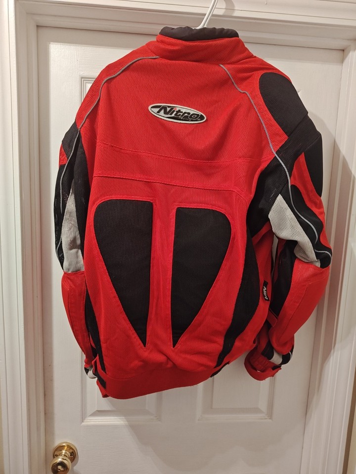 Nitro Racing Riding Jacket Mens XXlarge Red Padded Armored Full Zip ...