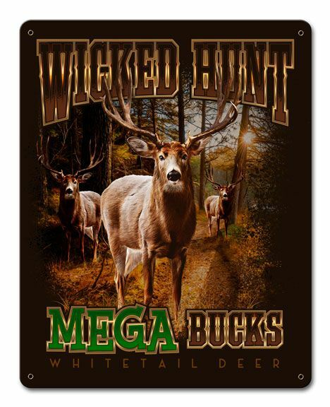 WICKED HUNT THREE MEGA BUCKS WHITETAIL DEER 15" HEAVY DUTY USA MADE ...