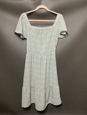 MONTEAU Los Angeles Floral Dress Womens Medium Cap Sleeve A-Line Square ...