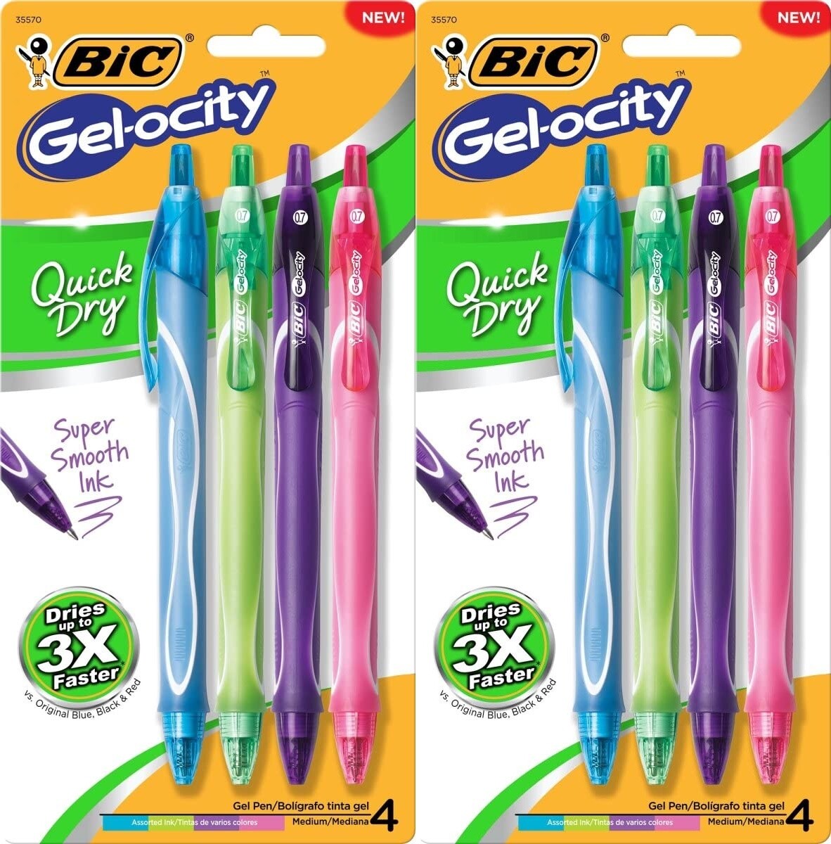 Bic Gel Pen Gelocity Quick Dry Retractable 8 Medium Pens Multi Color ...